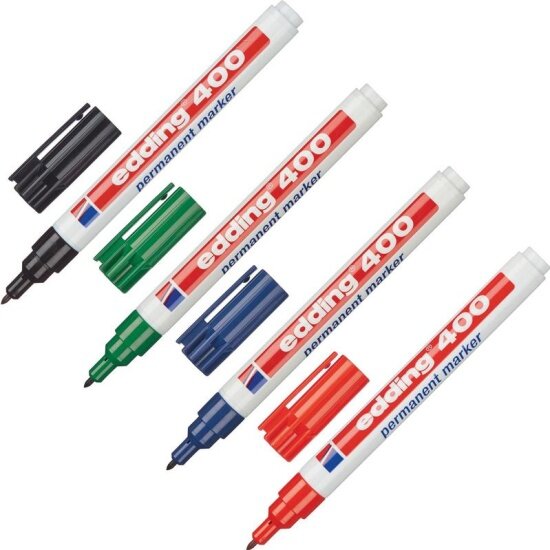 Набор маркеров Edding перманентных 400. 1 мм кругл наконечник, 4 цв/блистер