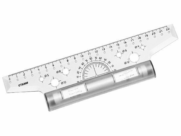 Рейсшина пластиковая прозрачная 22см пластиковым роликом