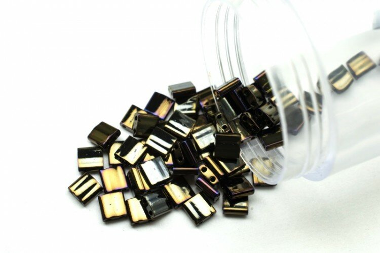 Бисер японский MIYUKI TILA #0458 коричневый ирис, металлизированный, 5 грамм