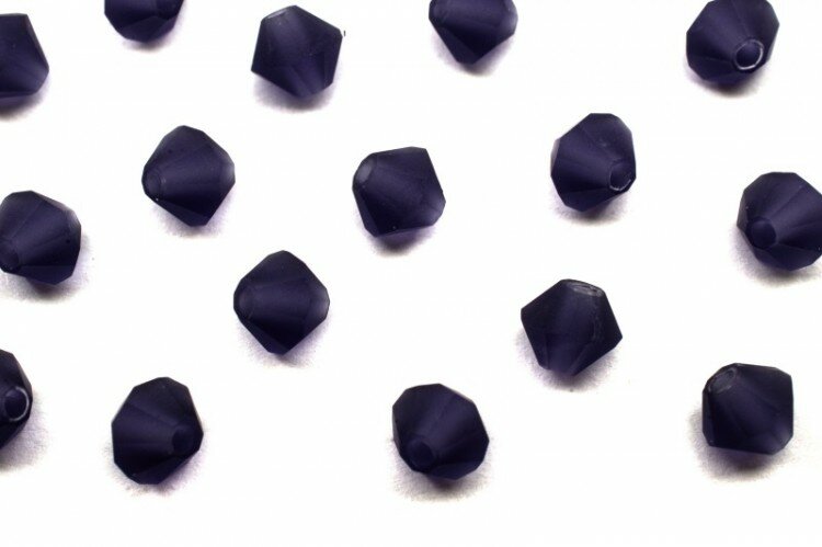 Бусины биконусы хрустальные 4мм, цвет DEEP TANZANITE MATT, 746-118, 20шт