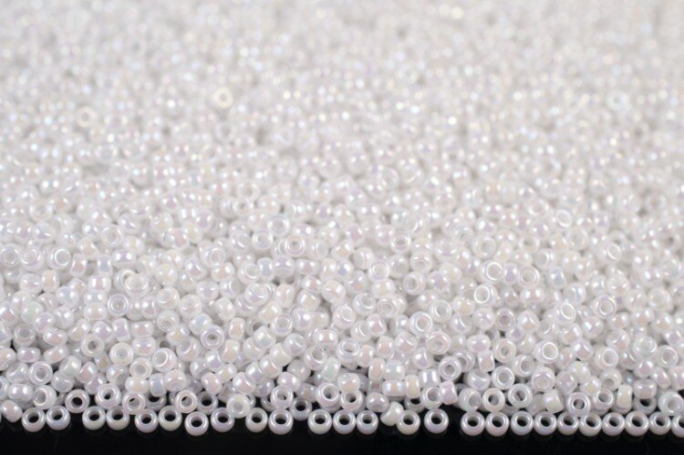 Бисер японский MIYUKI круглый 15/0 #0471 белый, радужный непрозрачный, 10 грамм