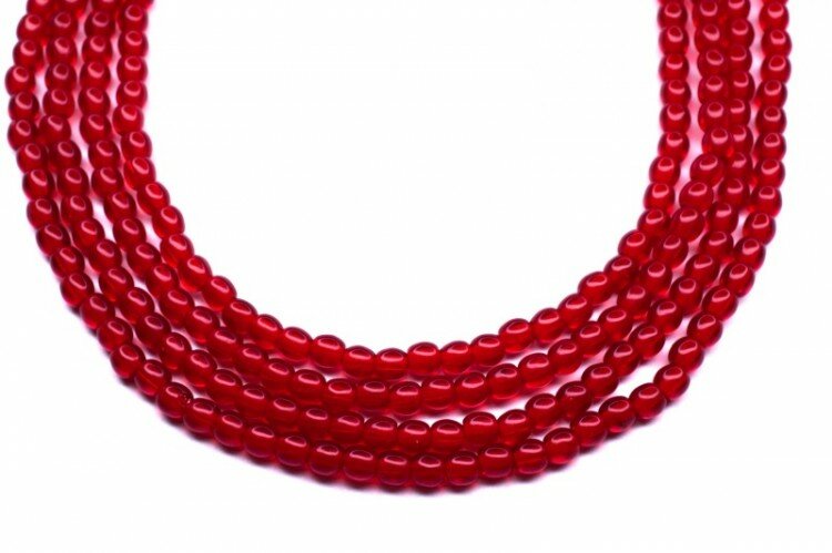 Бусины круглые 3мм, цвет 9008 сиамский рубин, 738-011, 1 нить (около 100шт)