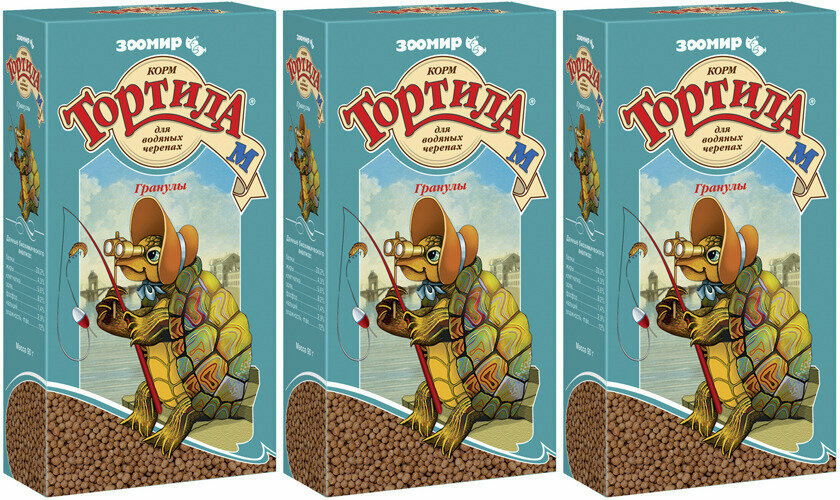 Зоомир Корм для водяных черепах Тортила-М, гранулы 90г, 3 шт.
