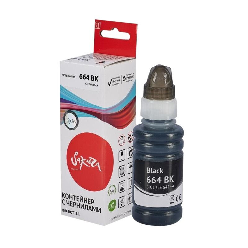 Чернила Sakura C13T66414A (664 BK) чер. для Epson L100/200/300 1815324