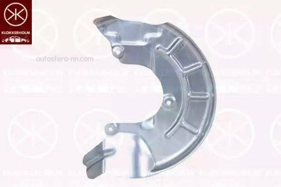 KLOKKERHOLM 9506377 Кожух тормозного диска передн лев VW Polo (9N),(6R) 02-17, UP, 11-16, FOX, 04-11, SKODA: ROOMSTER, 06-15, RAPID (I), 13-20, FABIA (I, II), 99-14, SEAT: TOLEDO (IV), 12-, IBIZ