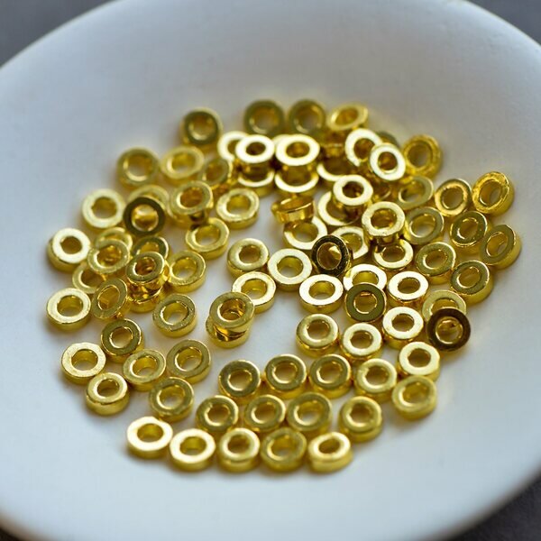 Разделитель для бусин 100 шт. / спейсер, цвет золото, 6х2 мм