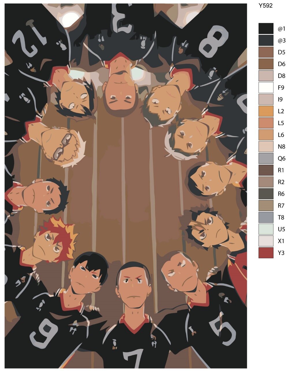 Картина по номерам Y-592 "Аниме Волейбол. Волейбольный клуб старшей школы Карасуно" 70x110