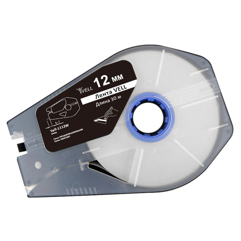 Лента Vell (белая, ширина 12 мм, длина 30 м) для Canon/Partex {Vell-1112W} 1 шт