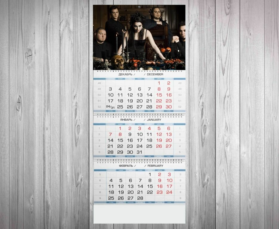 Календарь квартальный Evanescence, Эванесенс №26
