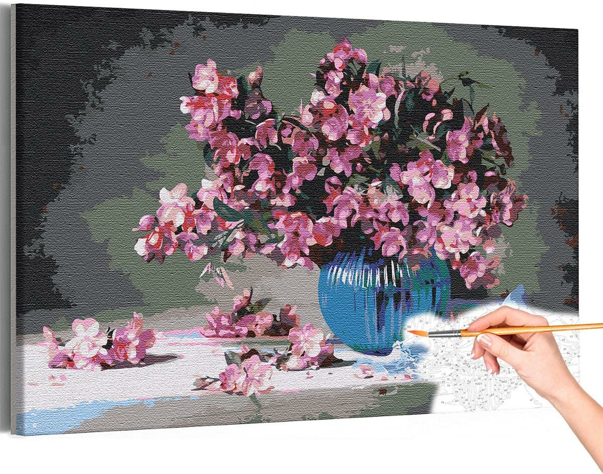 Натюрморт в стеклянной вазе / Цветы Раскраска картина по номерам на холсте 40х60