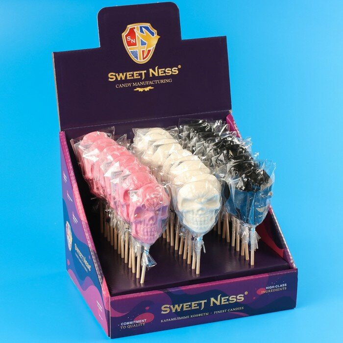 Карамель леденцовая "Черепа" на палочке, 24 г (36 шт)