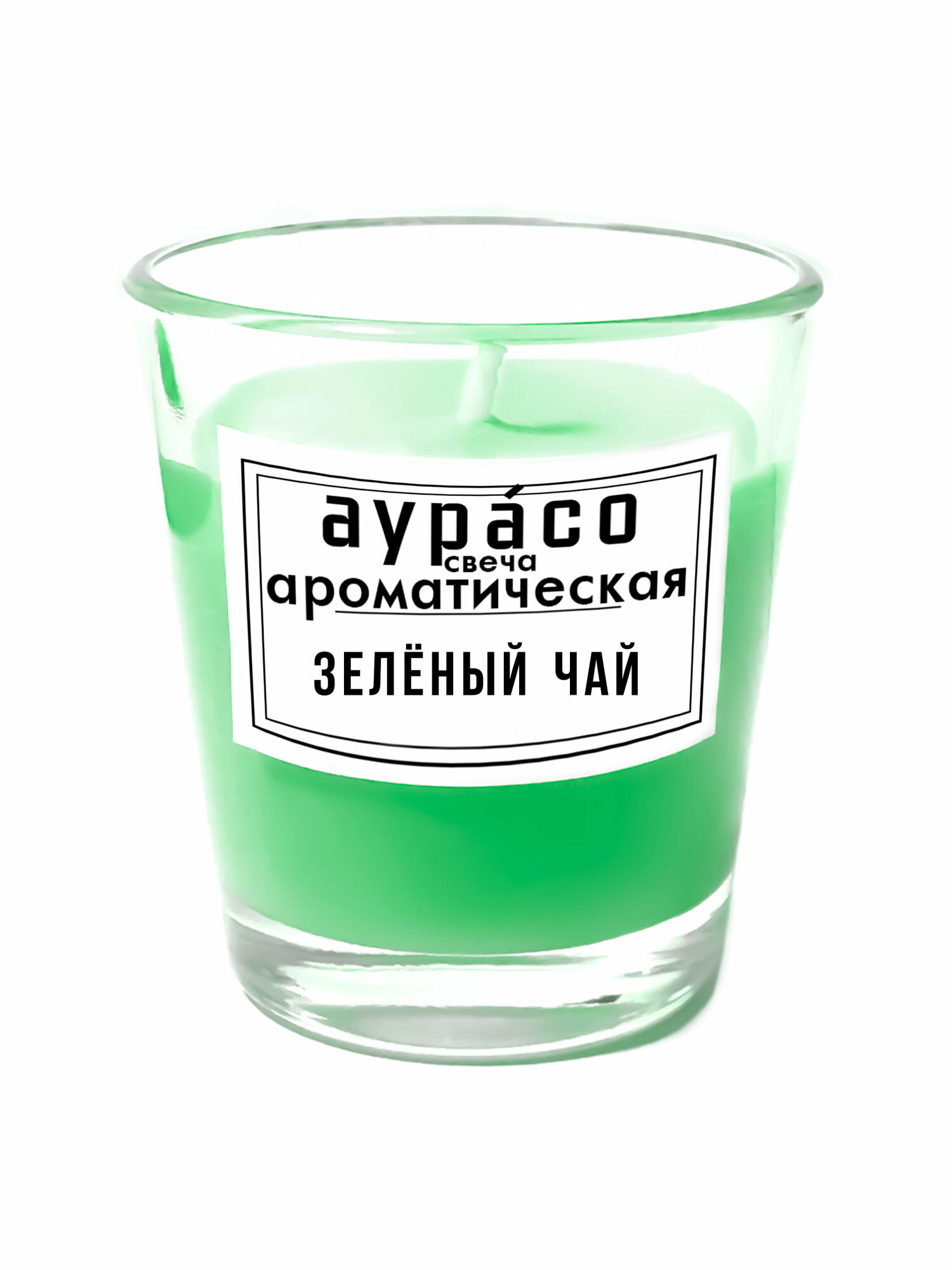 Зелёный чай - ароматическая свеча Аурасо из 100 % соевого воска, 5x4 см, 100 гр, зелёная, 1 шт.