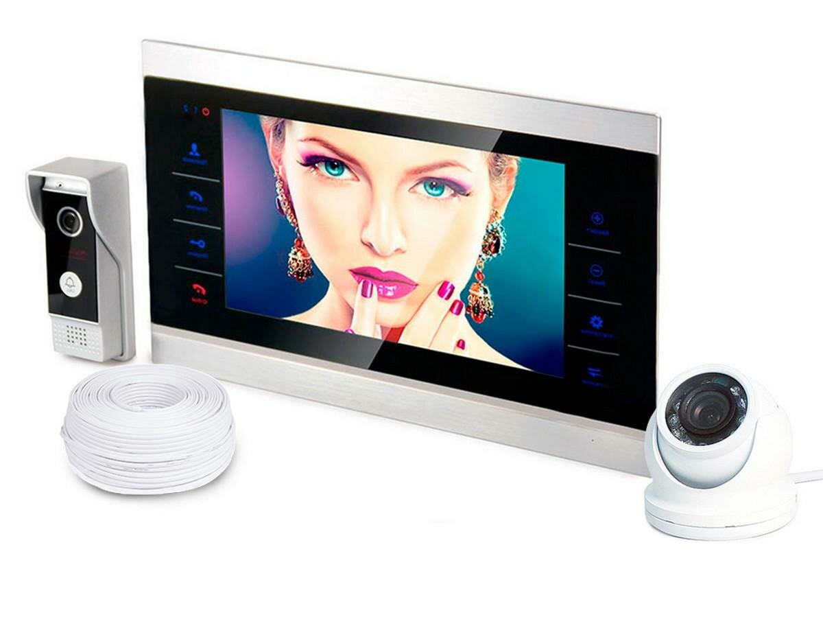 Набор: видеодомофон HDcom S-104 и внутренняя купольная камера KDM-6413G - полный комплект системы ограничения доступа в подарочной упаковке