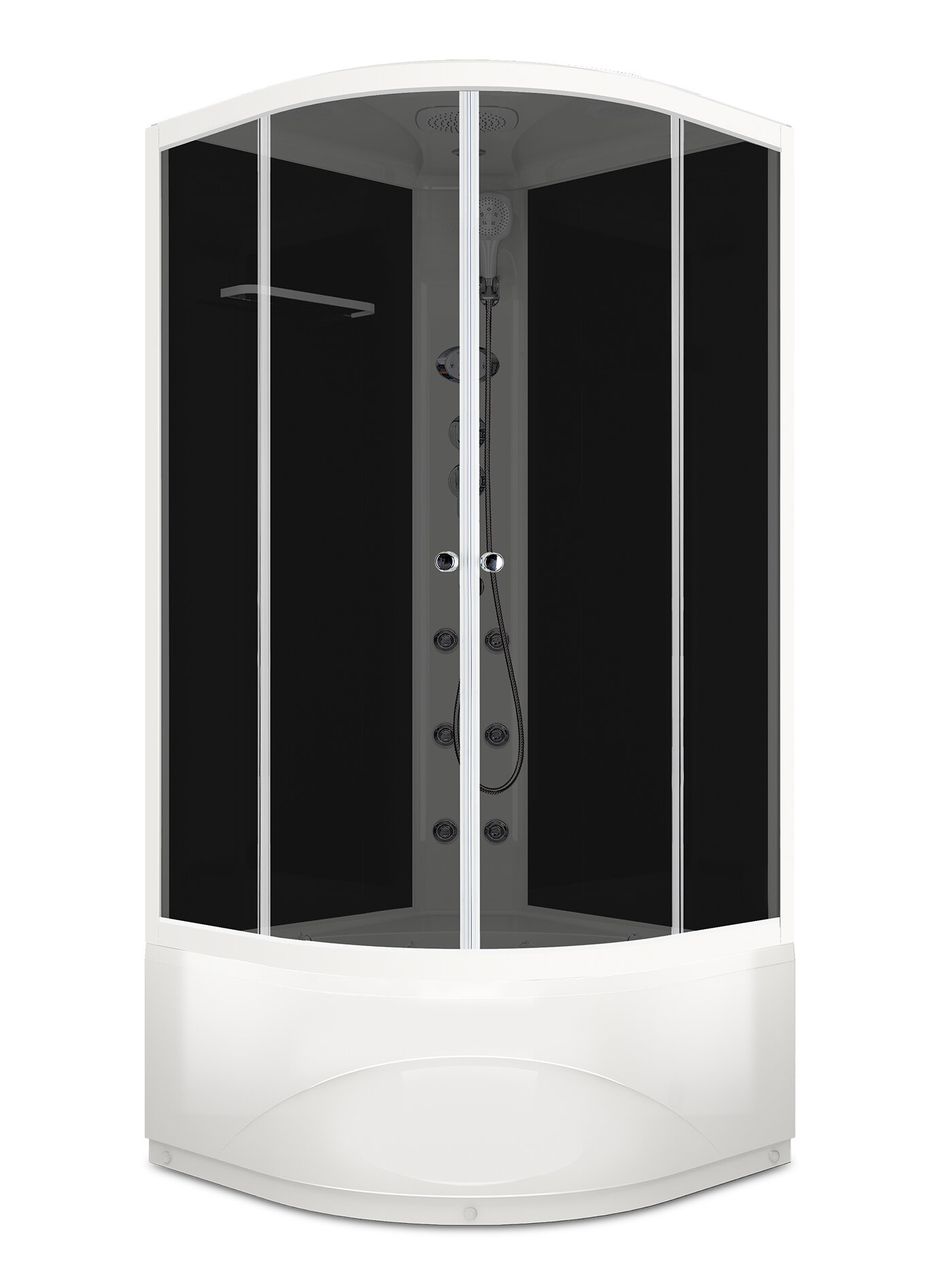 Душевая кабина с гидромассажем Delight Slim 100х100, высокий поддон, черные стенки, стекло тонированное