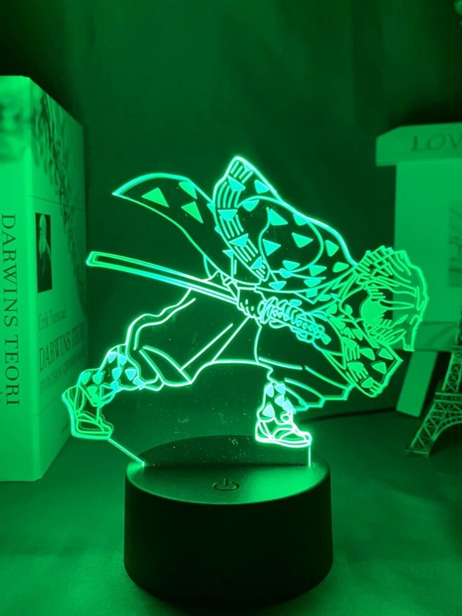 Ночник Аниме Клинок, Рассекающий демонов - Anime Demon Slayer . Подарок фанату аниме и манги — декор в комнату с любимыми персонажами, в стиле отаку и японской анимации.