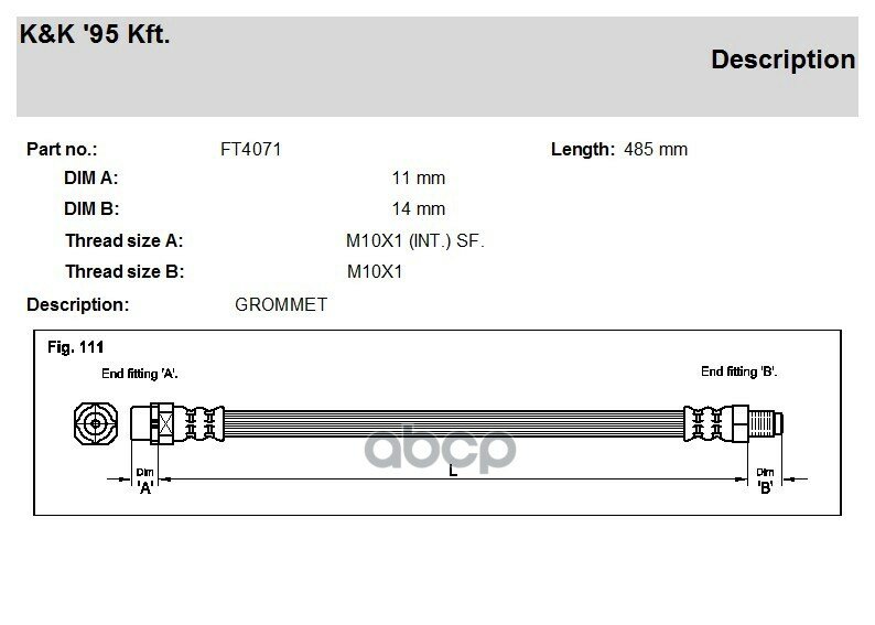 Шланг тормозной BMW X5 (E53) 4.8 is 04.04- K&K арт. ft4071