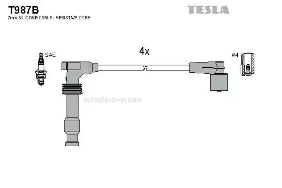 TESLA T987B Провода Opel Tigra 1.4-1.6 1994-00