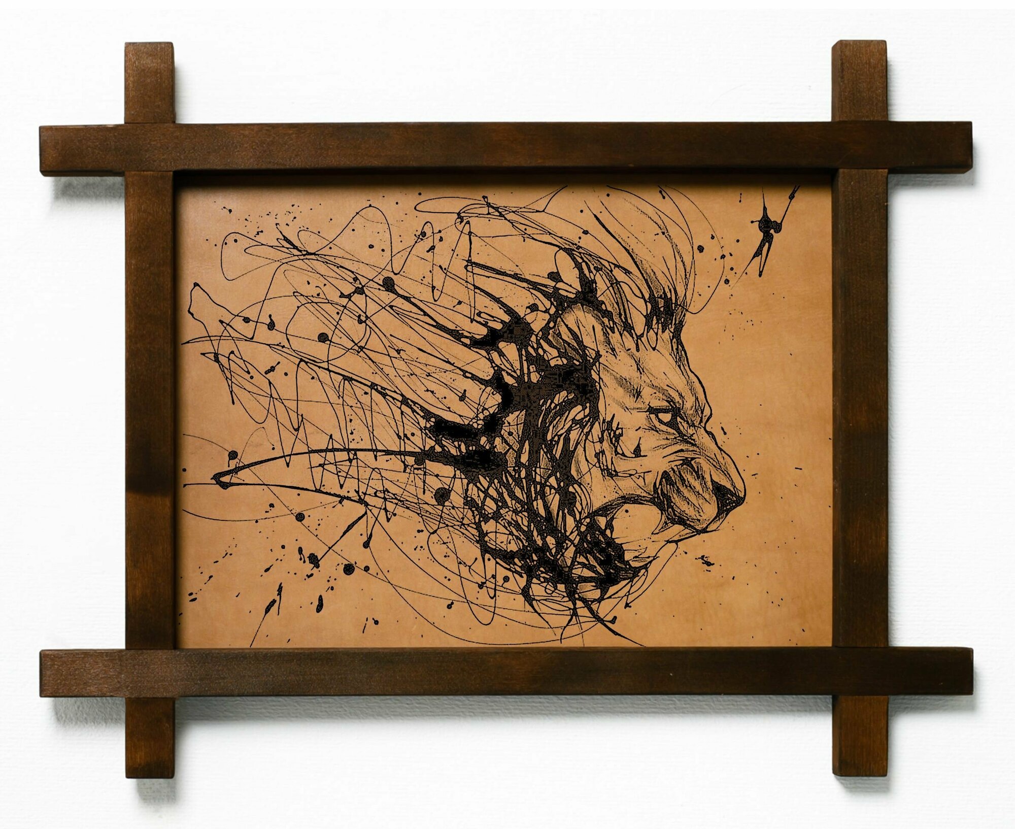 Картина интерьерная из кожи "Лев", BoomGift