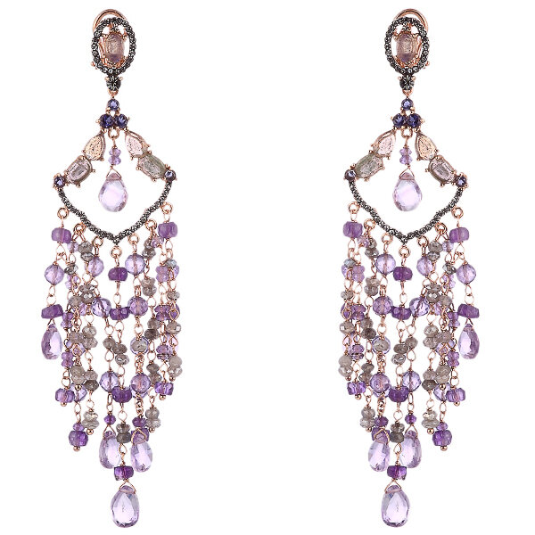 Серьги ELEMENT47, серебро, 925 проба, лабрадорит