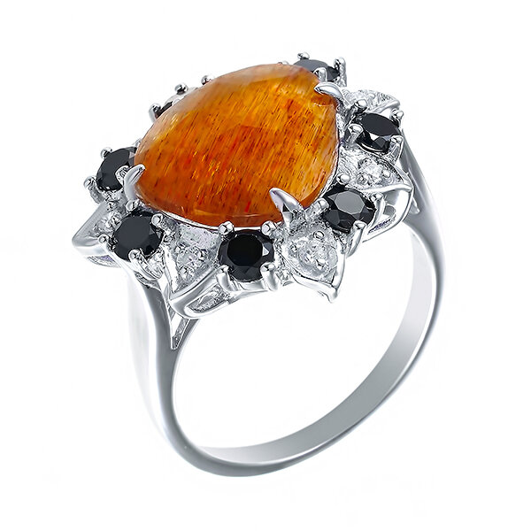 Кольцо, серебро, 925 проба, фианит
