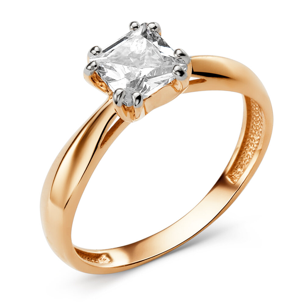 Кольцо, красное золото, 585 проба, фианит