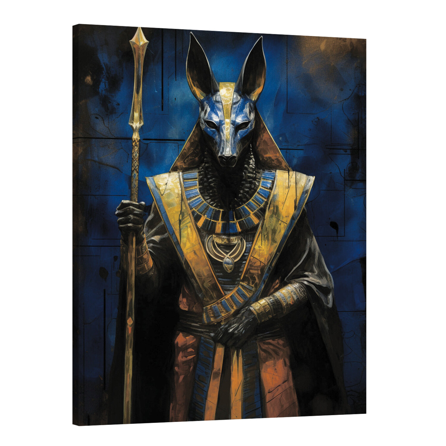 Интерьерная картина 50х70 "Анубис: хранитель тайн мистического прошлого"