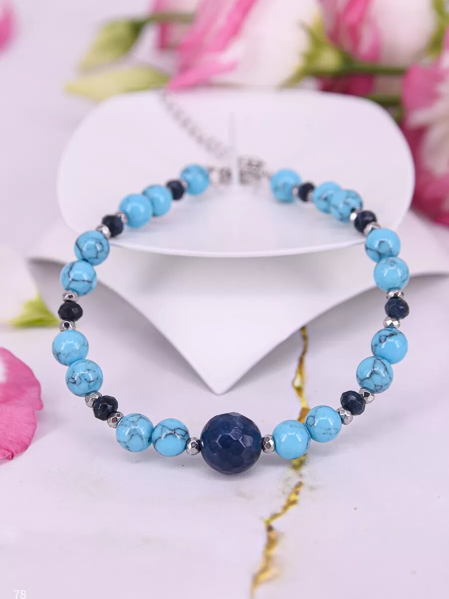 Браслет, бирюза, гематит