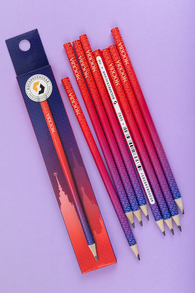 "ВКФ" "Мой любимый город" SUV-040 Карандаш графитный заточенный ТМ (HB) Москва