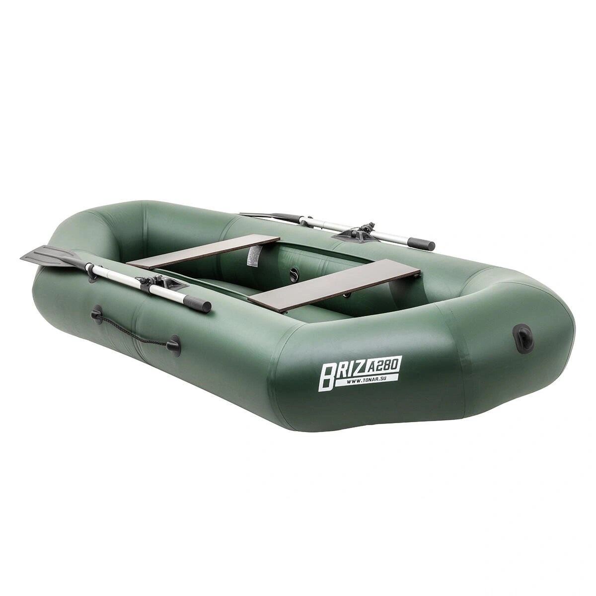 Лодка Бриз А280 надувное дно, зеленый Тонар