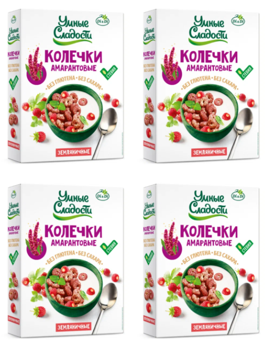 Колечки Умные сладости амарантовые Земляничные, 150 гр, 4 уп