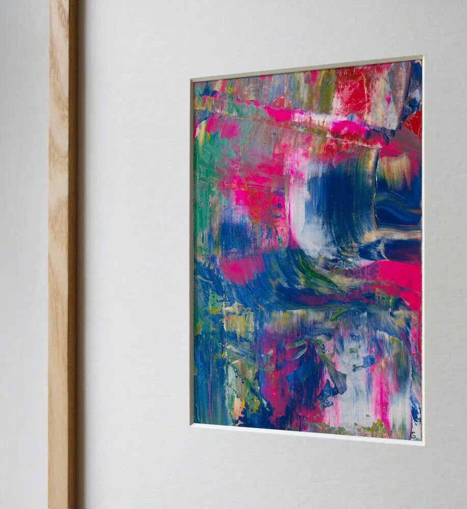 Авторская картина на бумаге «Затянувшееся веселье», 22х17 см, акрил на бескислотной бумаге, абстракция