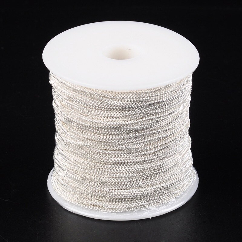 Цепочка отрезная (без замка), 1.8х1.2мм, витая, базовый материал - латунь, серебристого цвета, 2 метра