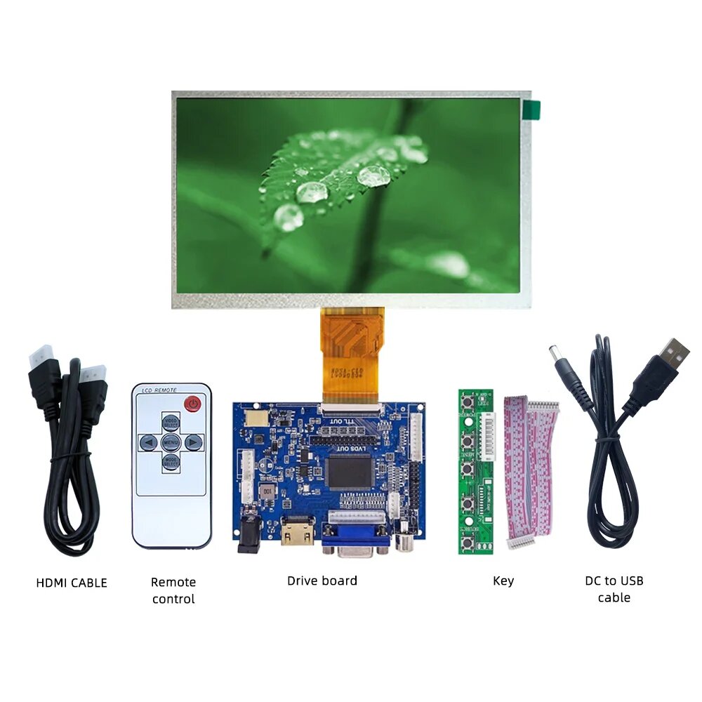 7-дюймовый ЖК-экран IPS с полным обзором 1024*600 HDMI VGA AV-дисплей Package A