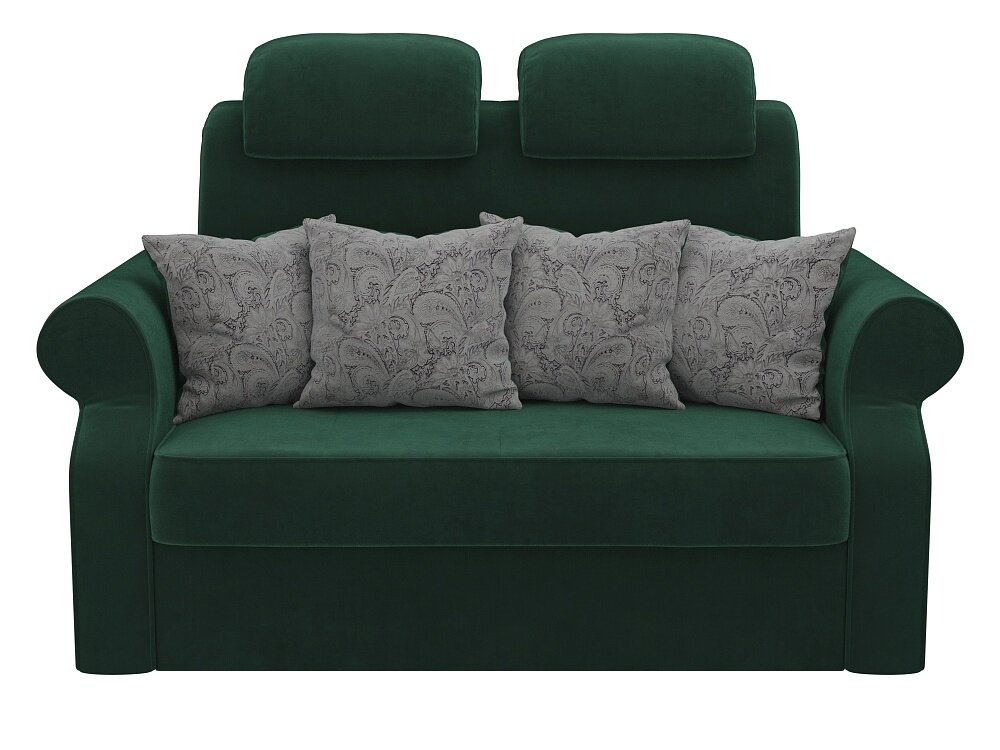 Прямой диван Соло Зеленый Велюр, аккордеон, 155х100х90 см, с ящиком для белья