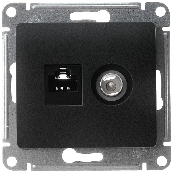 Механизм Glossa GSL000789 TV розетки + компьютер RJ45 с/п антрацит Schneider Electric (2 шт. в наборе)