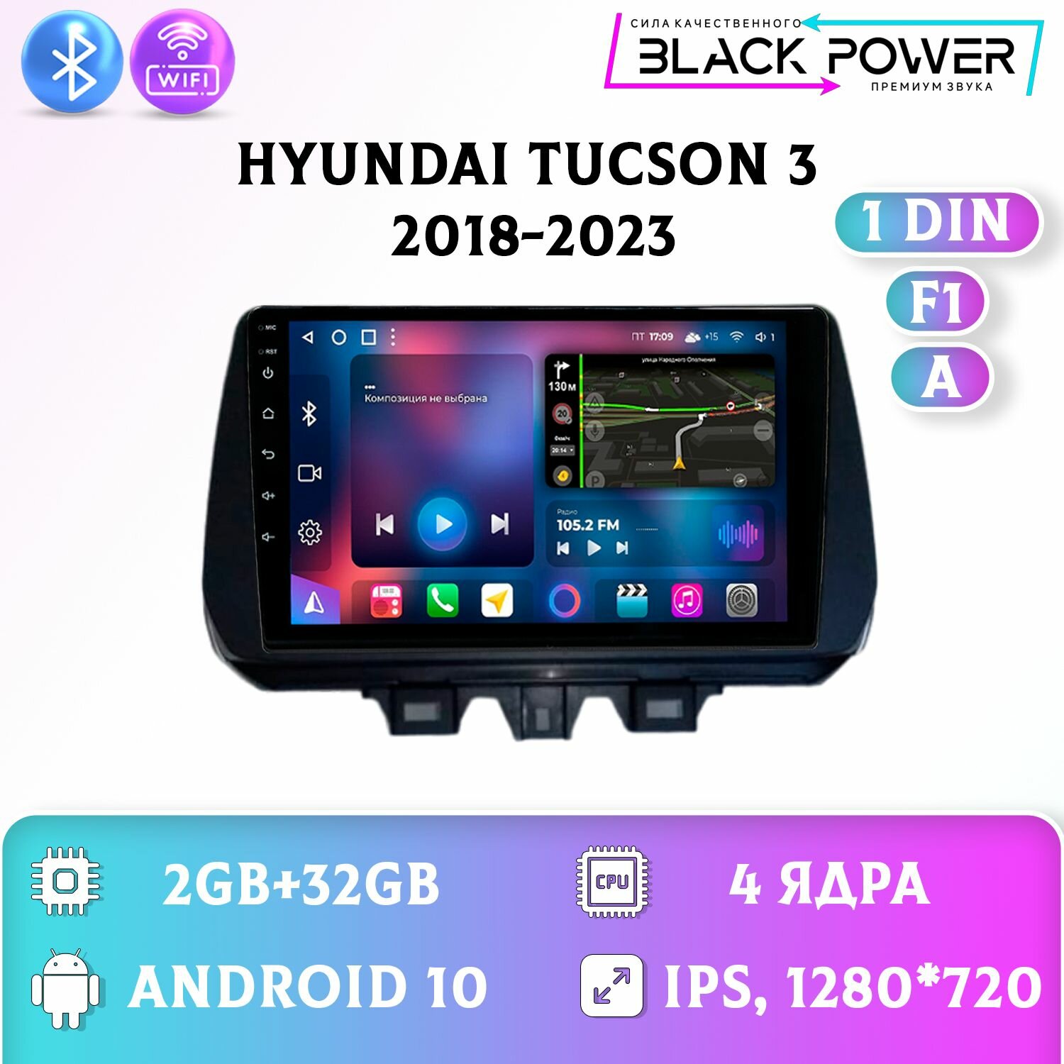 Штатная магнитола Андроид/ Hyundai Tucson 3 Хндай Tucson 3 F1, A 2+32GB магнитола Android 10 1din головное устройство мультимедиа