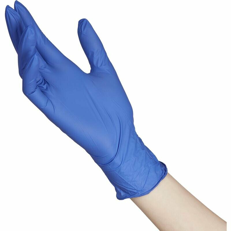 Перчатки медицинские смотровые нитриловые SFM нестерильные неопудренные размер M 7-8 фиолетово-голубые 50 пар/100 штук в упаковке, 1847345