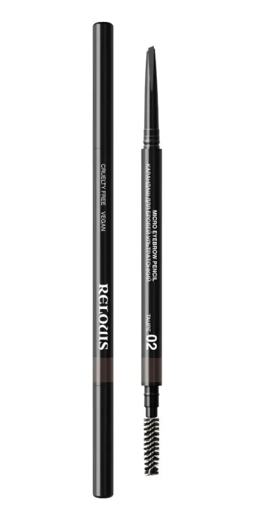 Карандаш для бровей Relouis тон 02 Taupe ультратонкий, 8 гр.