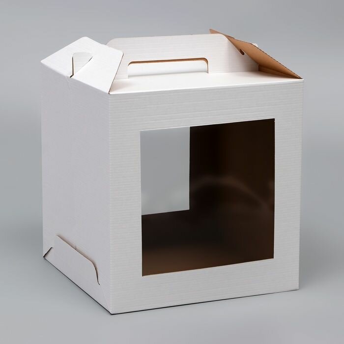 Кондитерская упаковка UPAK LAND с ручками, 2 окна, 28х28х30 см