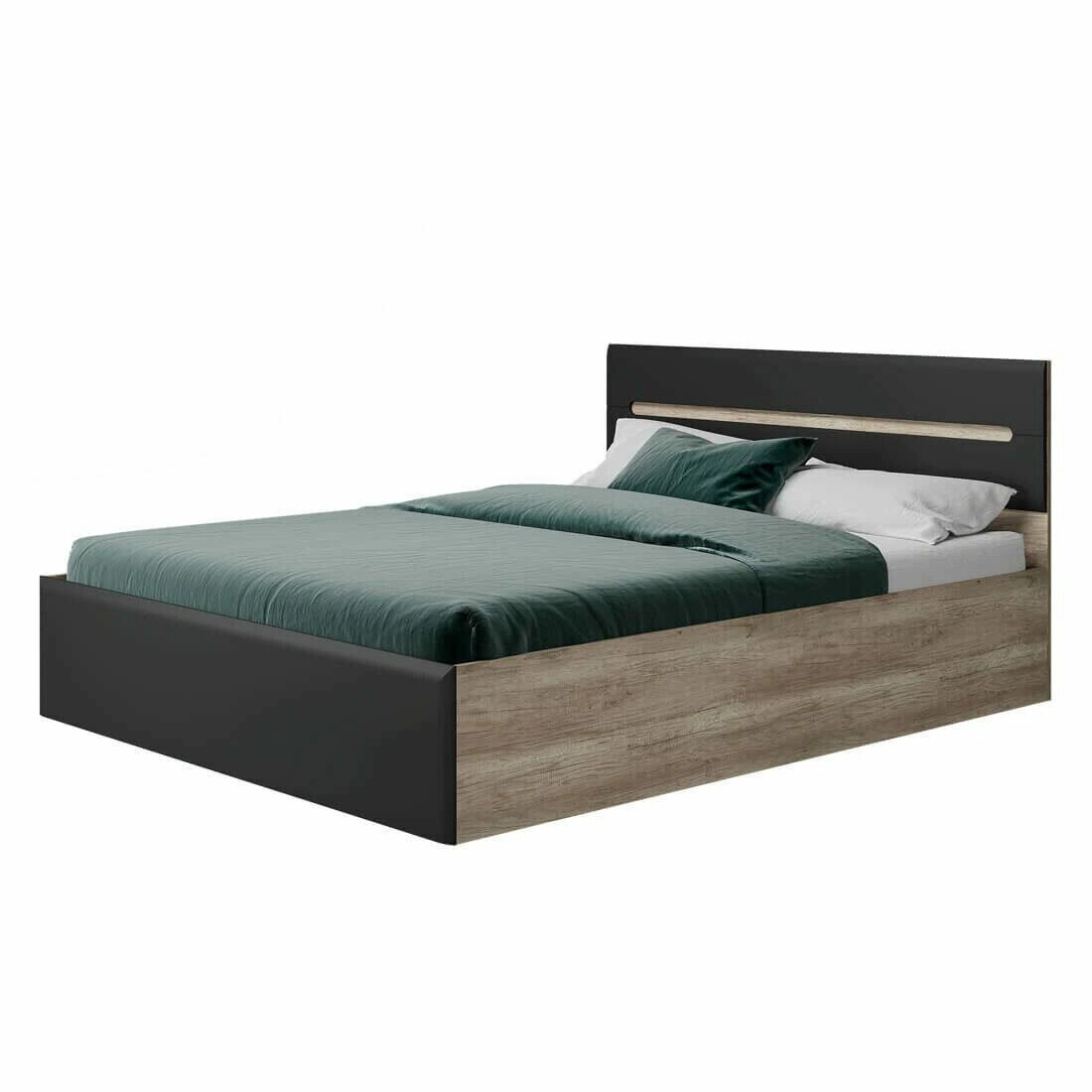 Кровать двуспальная КР-11 «Наоми» 160х200, дуб каньон/графит (1636х2060х895)