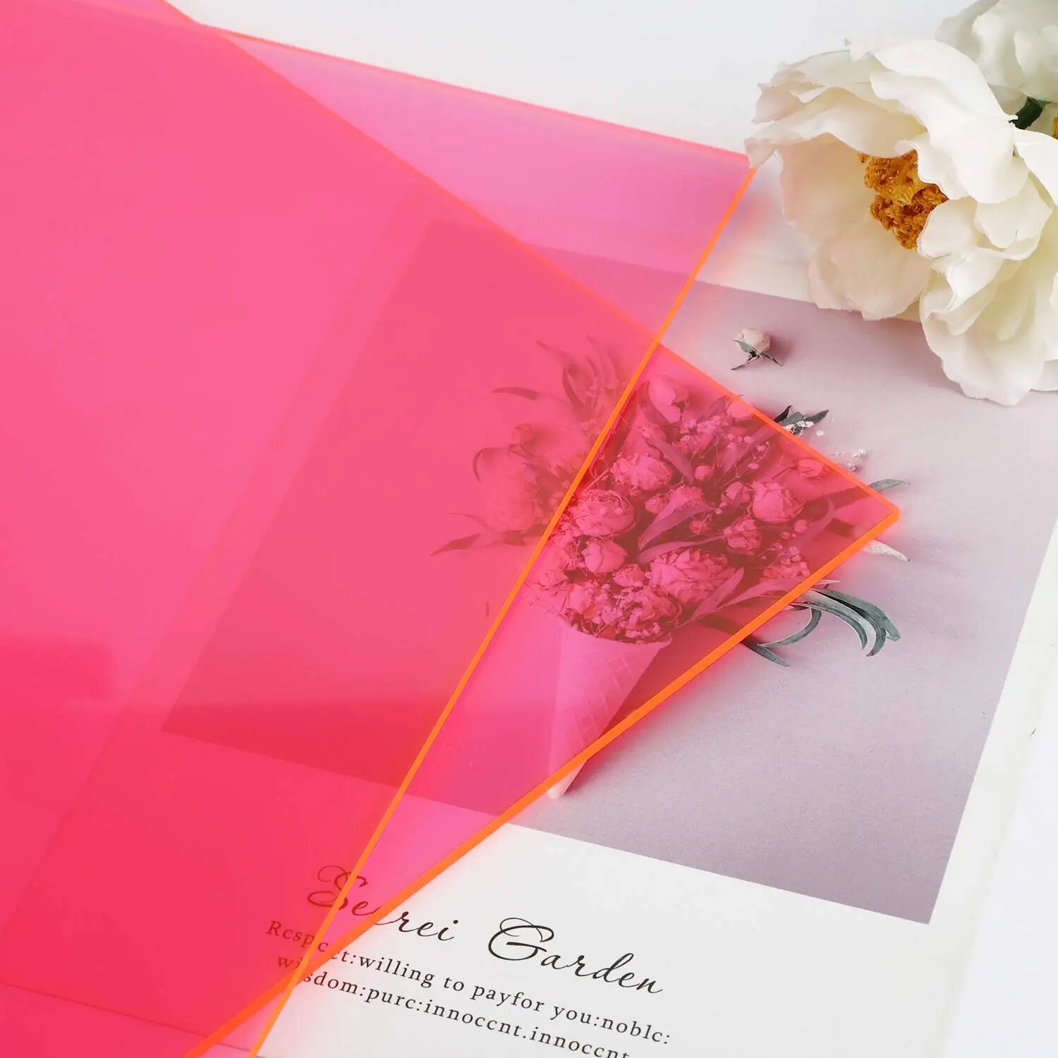 Неоновое акриловое оргстекло 3 мм Розовый, 300x300mm, 3mm