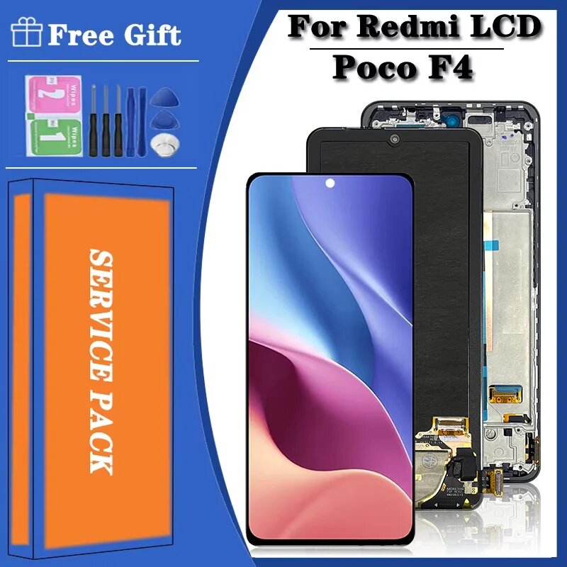 6,67'Новый ЖК-дисплей для Xiaomi Poco F4 2021211 РГ 22021211 Дигитайзер AMOLED Black Frame