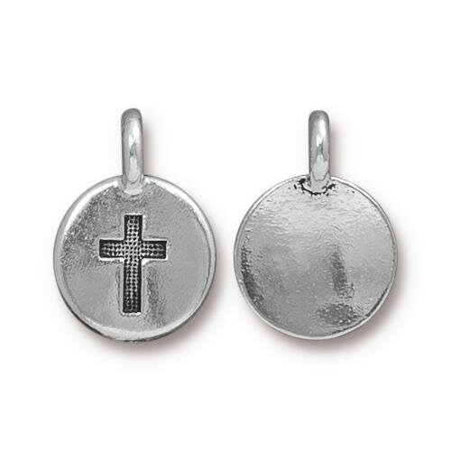Подвеска, 16.5х12мм, TierraCast, тег Крест, базовый материал - оловянный сплав, посеребренный с чернением, 2 шт.