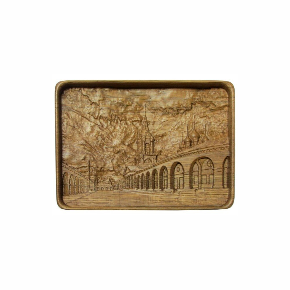 Шкатулка резная Торговые ряды из дуба 12,5*9,4*8 см 999-RTB-718M