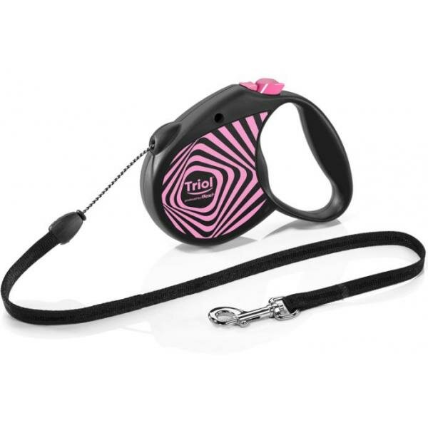 Triol Поводок-рулетка для собак Flexi Life Geometry Pink S 5м до 12кг, трос