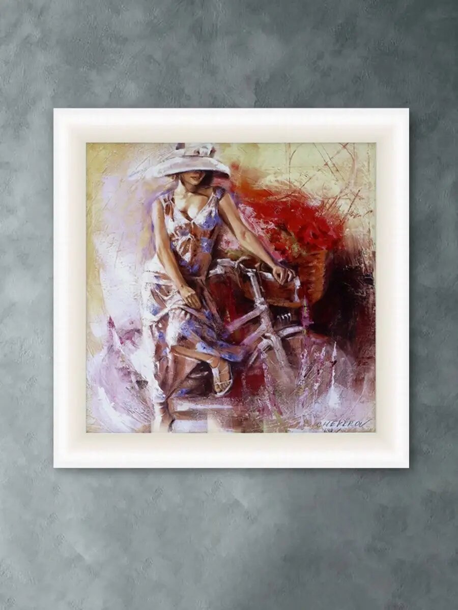 Картина в белой раме на стену абстракция для прихожей