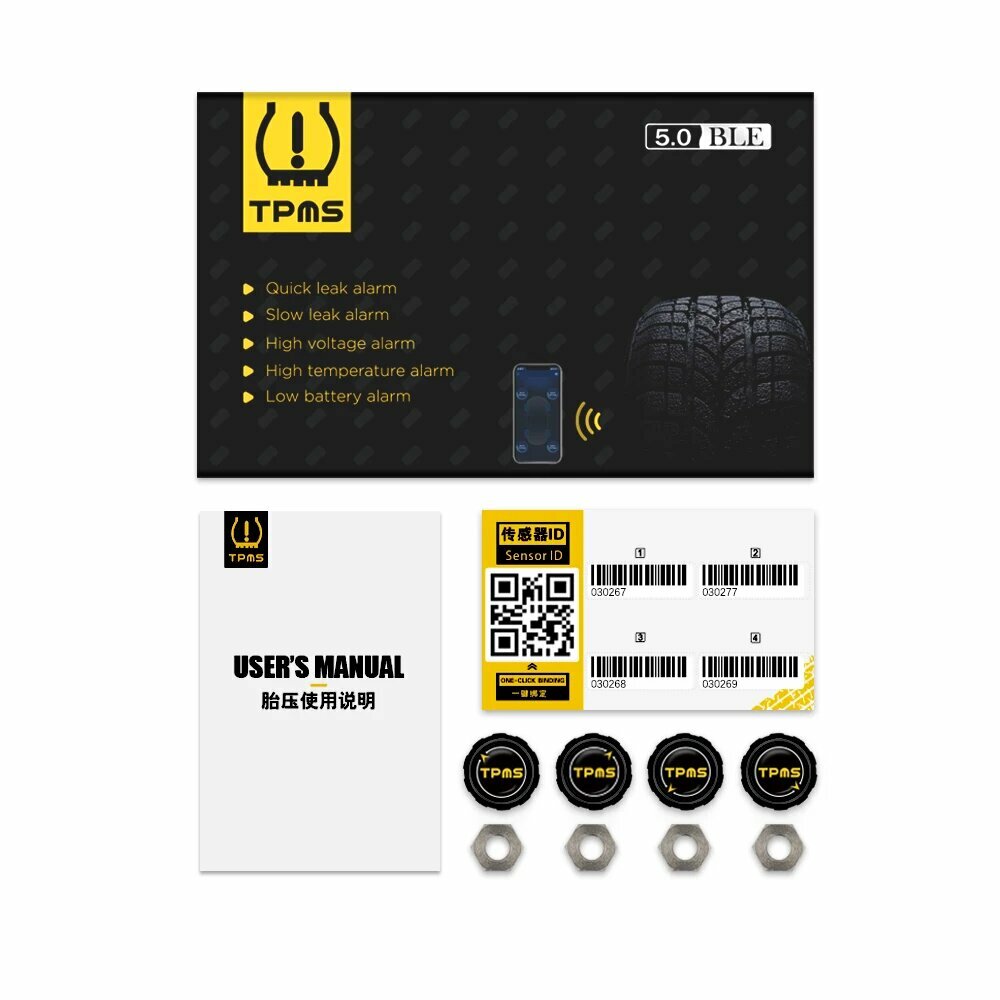 TPMS датчики шин 4шт Bluetooth 5.0, цвет BT5.0