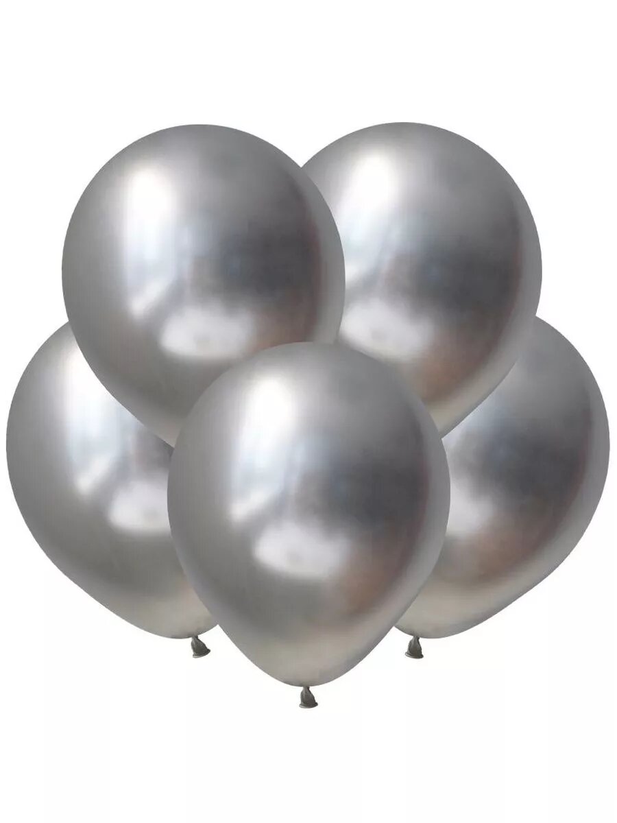 Серебро, Зеркальные шары / Mirror Silver, латексный шар (12"/30 см ) 50 шт. / Веселый праздник