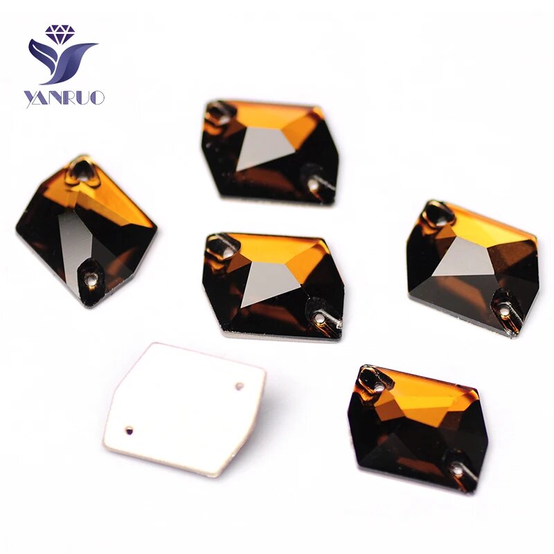 YANRUO стразы стеклянные Smoked Topaz