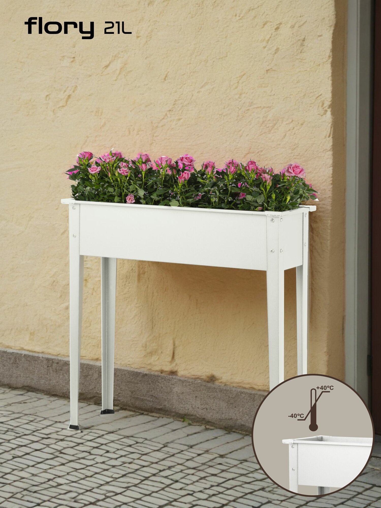 Кашпо Металлическое, 21л, Ножки 71см - Белый